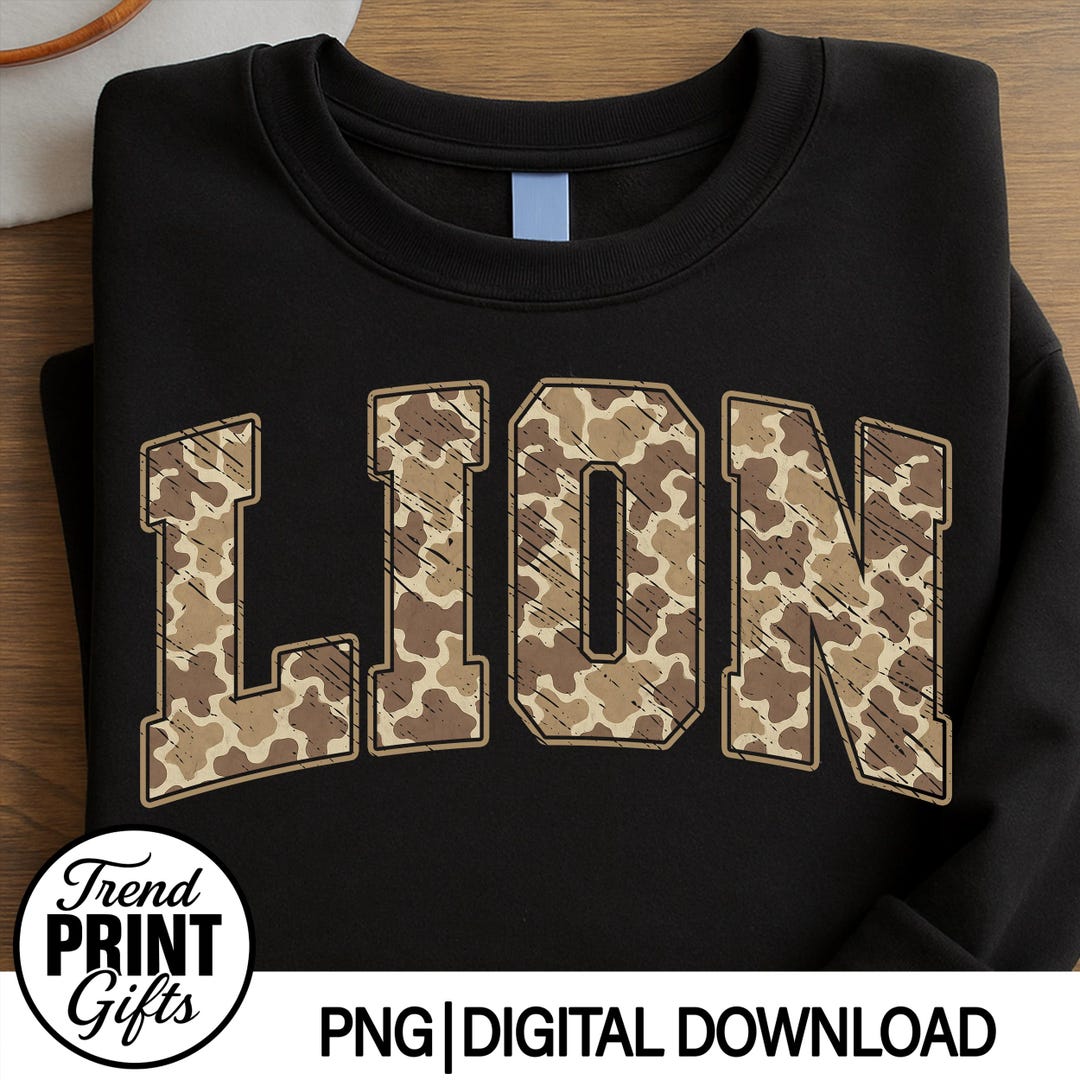 Lion Camo PNG, Mascot Design, School Spirit Sublimation (digital ...