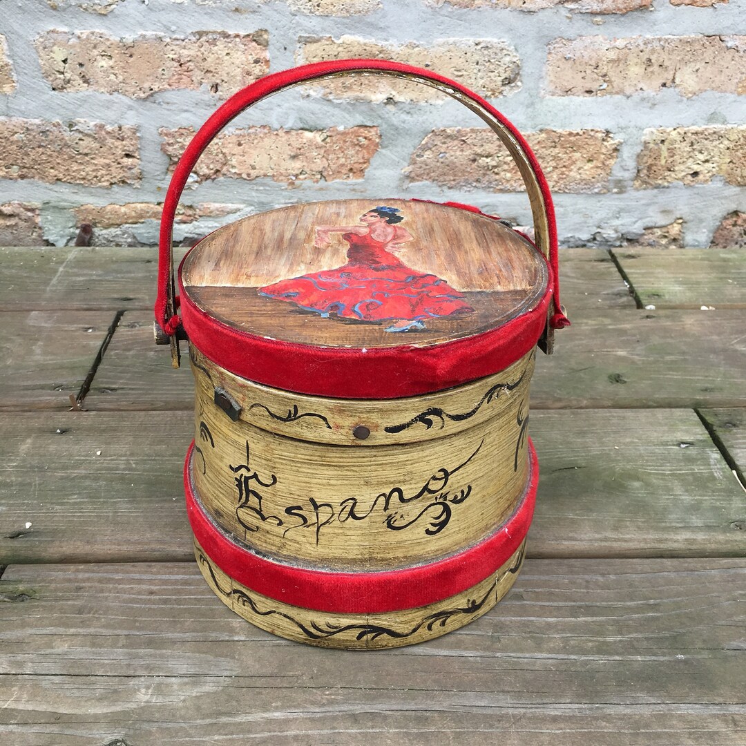 1950s Hand-painted Spanish Dancer Sewing Box: Mediterranean Decor - Etsy