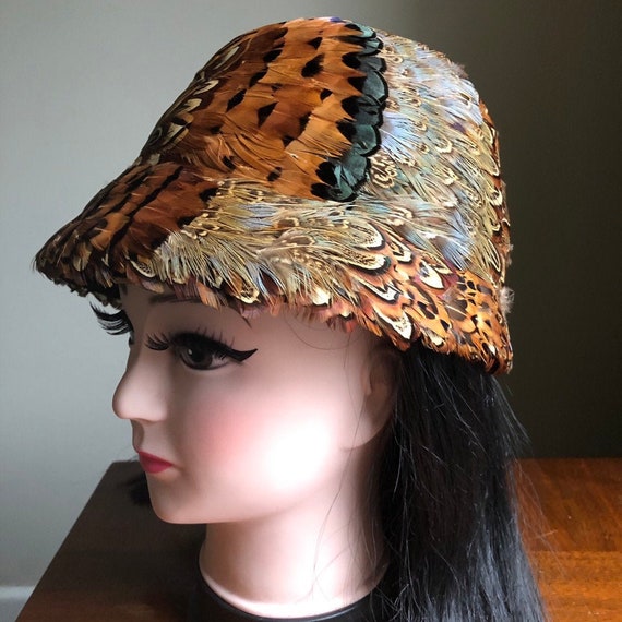Pheasant Feather Covered Hat by Peck & Peck Fifth Ave… - Gem