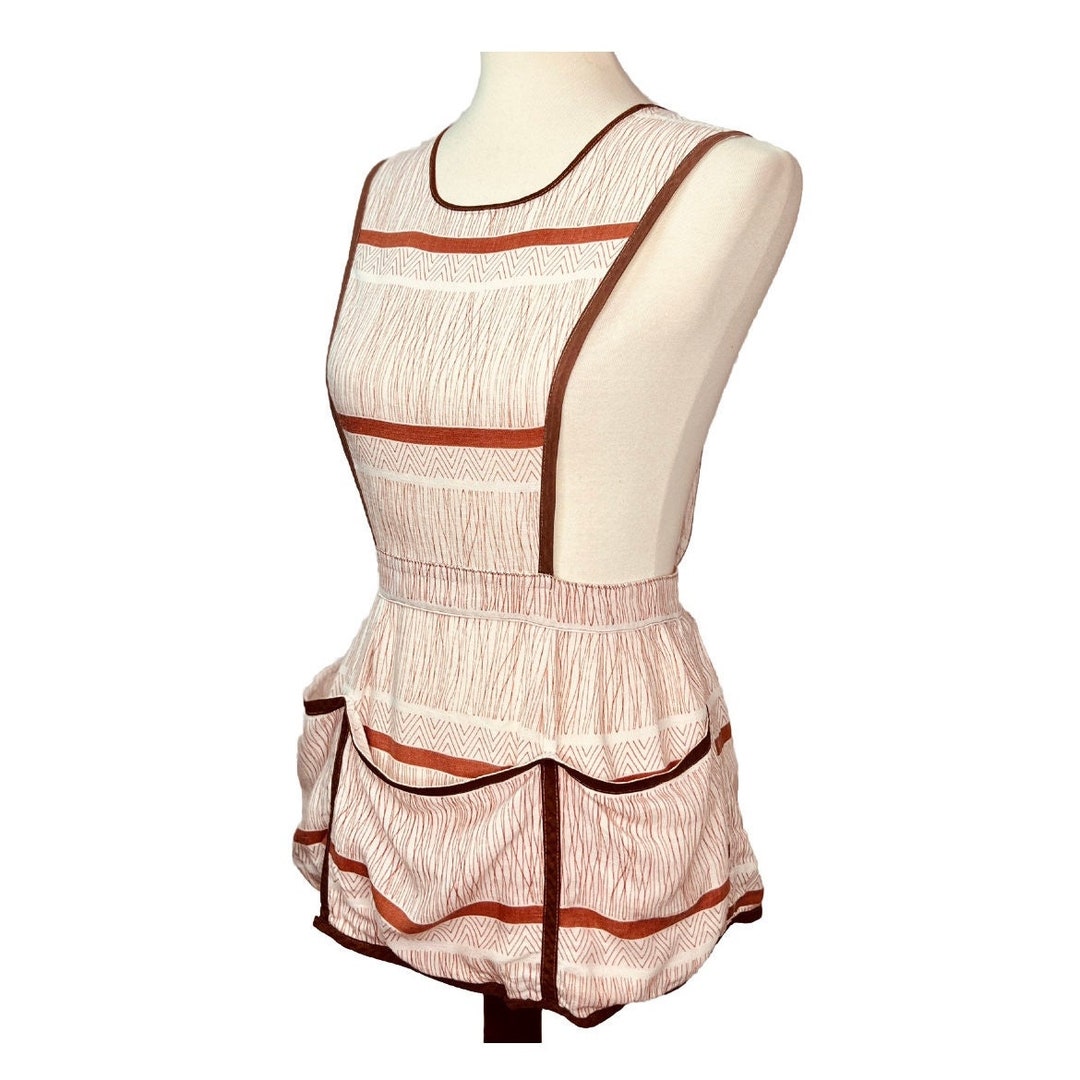 Retro 1960s Handmade Apron - Adorable Barkcloth Style Pattern - Soft ...