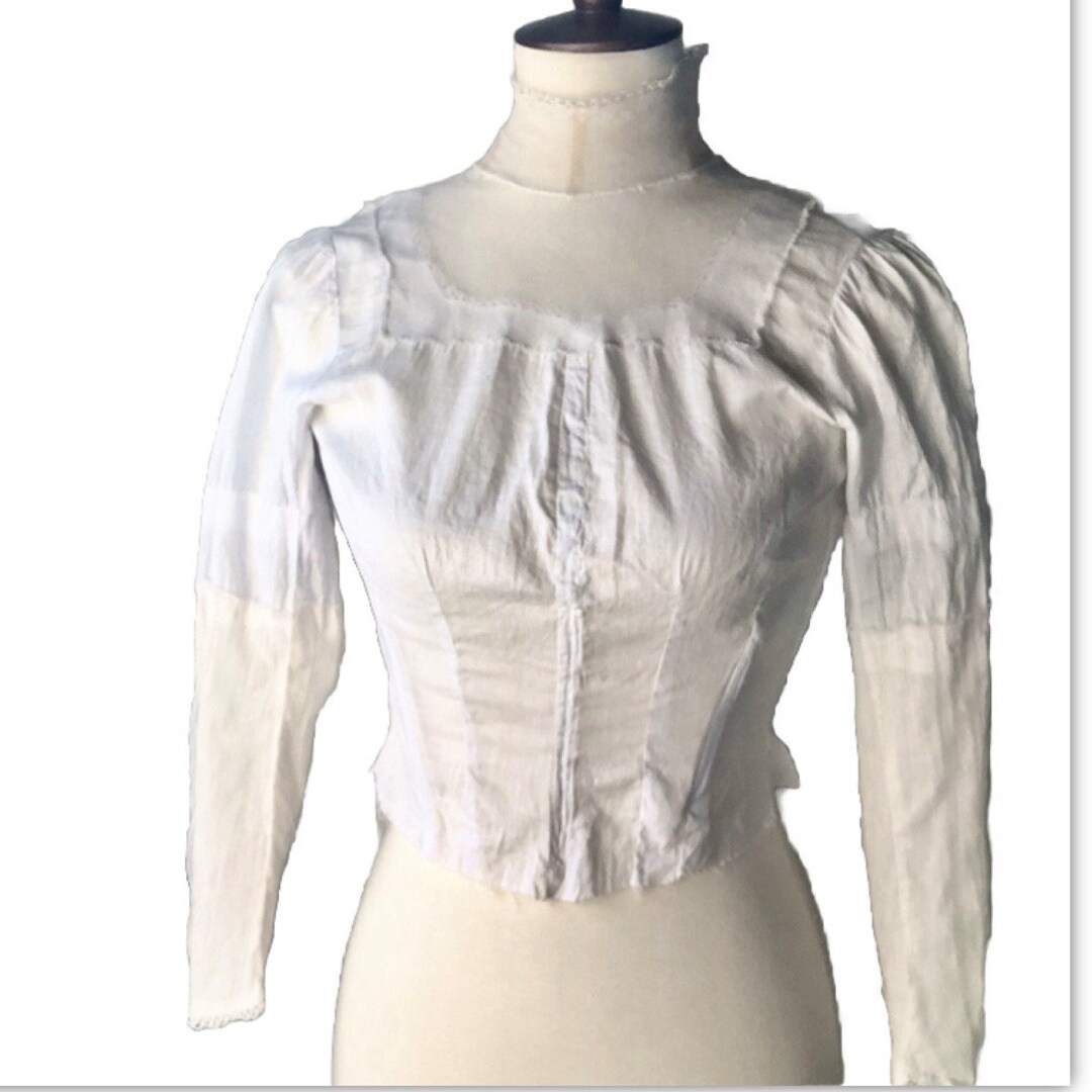 Edwardian Cotton Blouse: Handmade High Collar, Fitted XS - Etsy