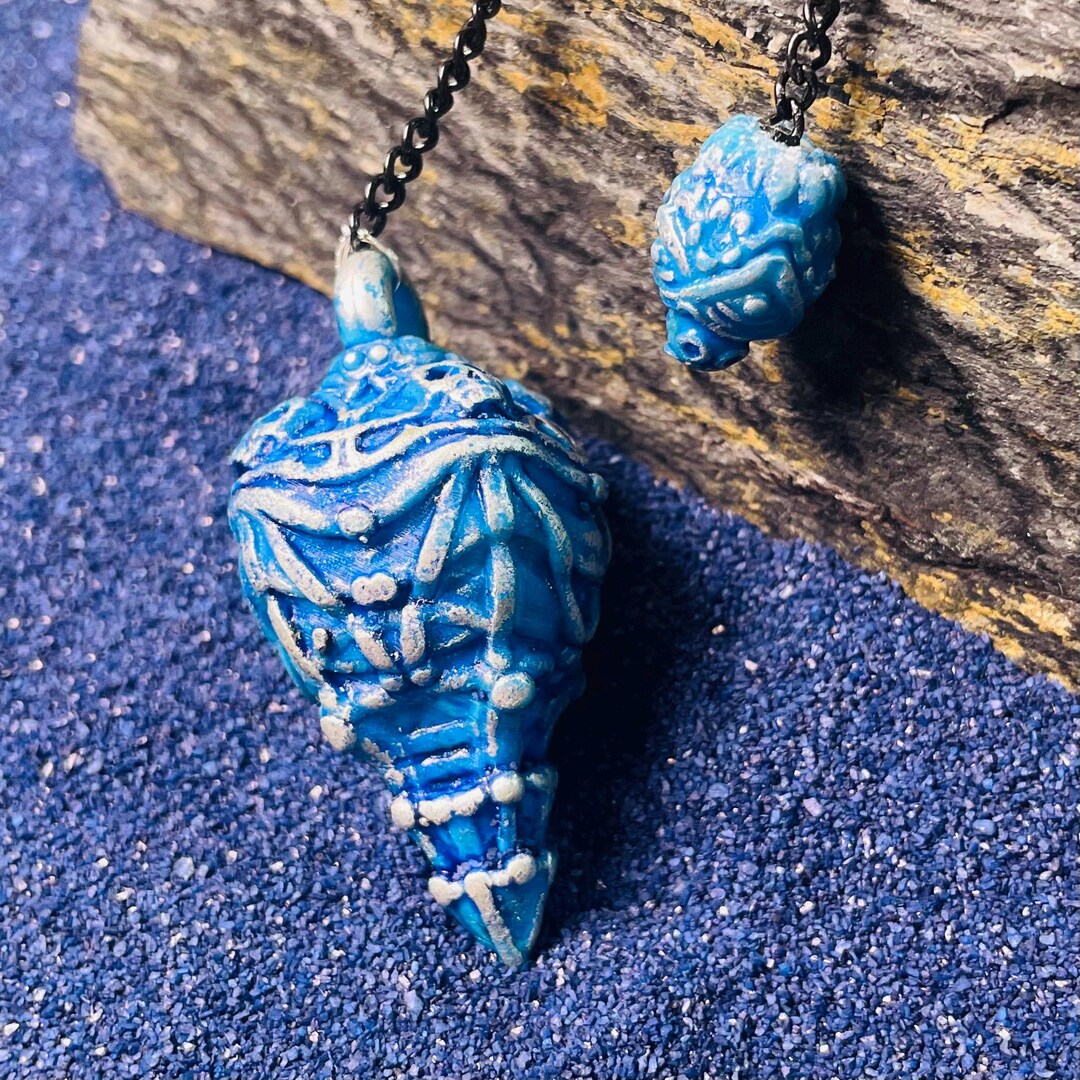 Mystic Gothic Pendulum | Deep Blue Resin Divination Tool With Skulls ...