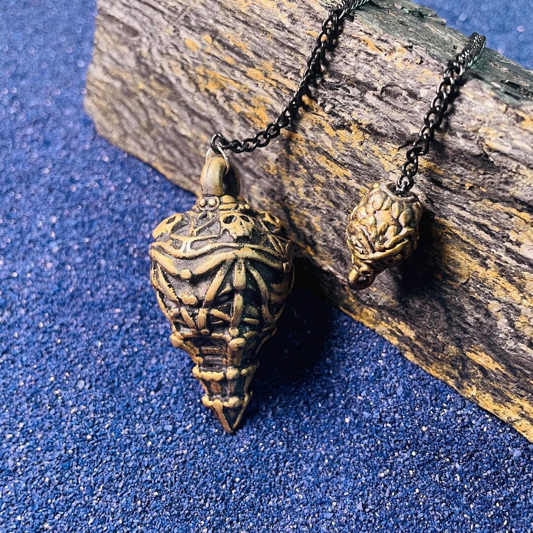 Mystic Gothic Pendulum | Black Gold Resin Divination Tool With Skulls ...