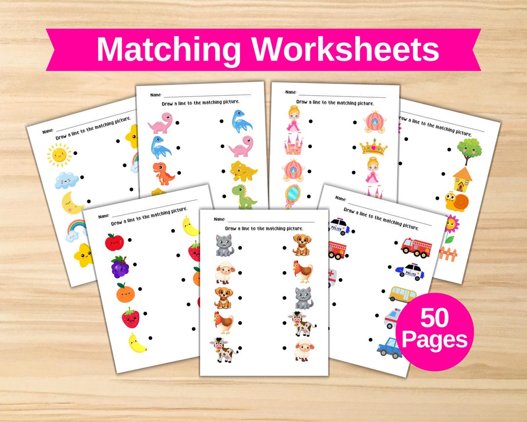 Printable Matching Worksheets, Kindergarten Preschool Activity ...