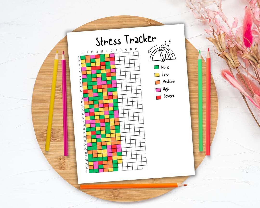 Stress Tracker, Printable Journal Page, Yearly Printable Stress Tracker ...