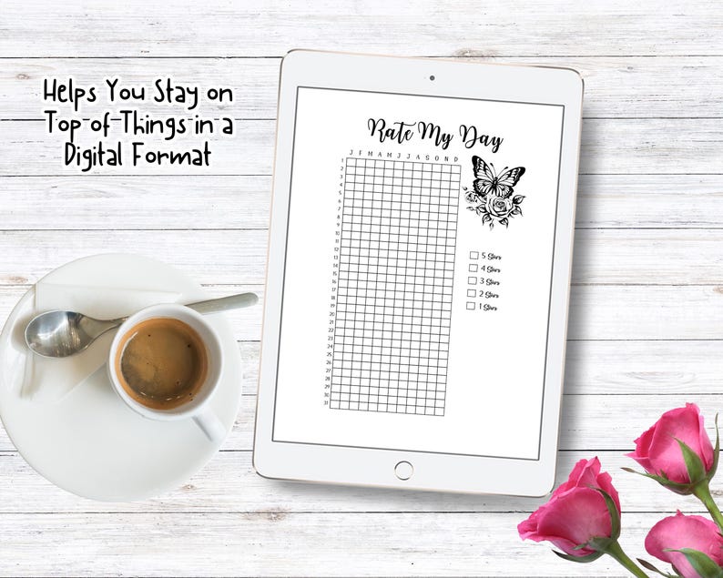 Rate My Day, Mood Tracker, Printable Journal Page, Yearly Self-care Log ...