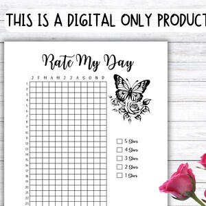 Rate My Day, Mood Tracker, Printable Journal Page, Yearly Self-care Log ...
