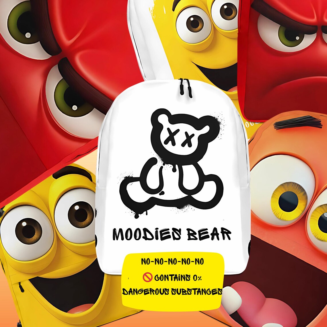 Moodies Bear Backpack – Sunny Giggles | Smiley Kids Backpack | Yellow ...
