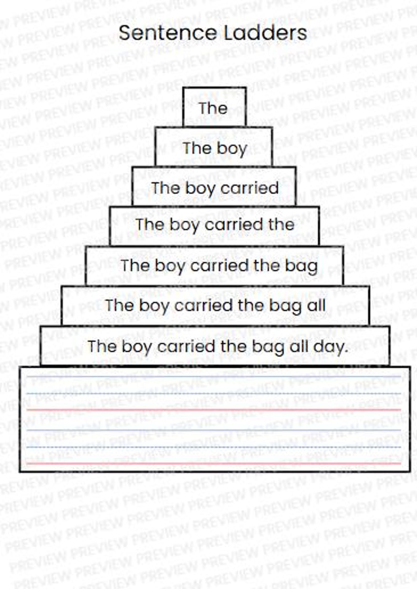 KS2 Sentence Ladders With Copywork | Printable Literacy Resource ...