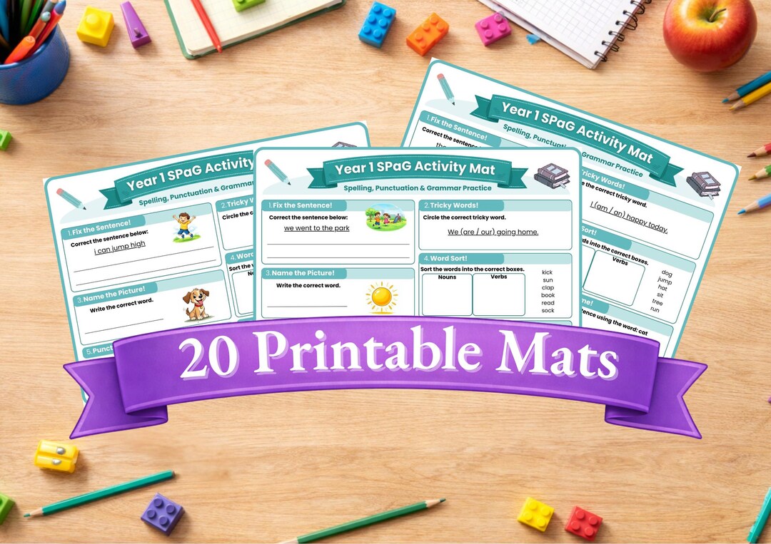 Year 1 Spag Activity Mats | Grammar & Punctuation Worksheets | 20 ...