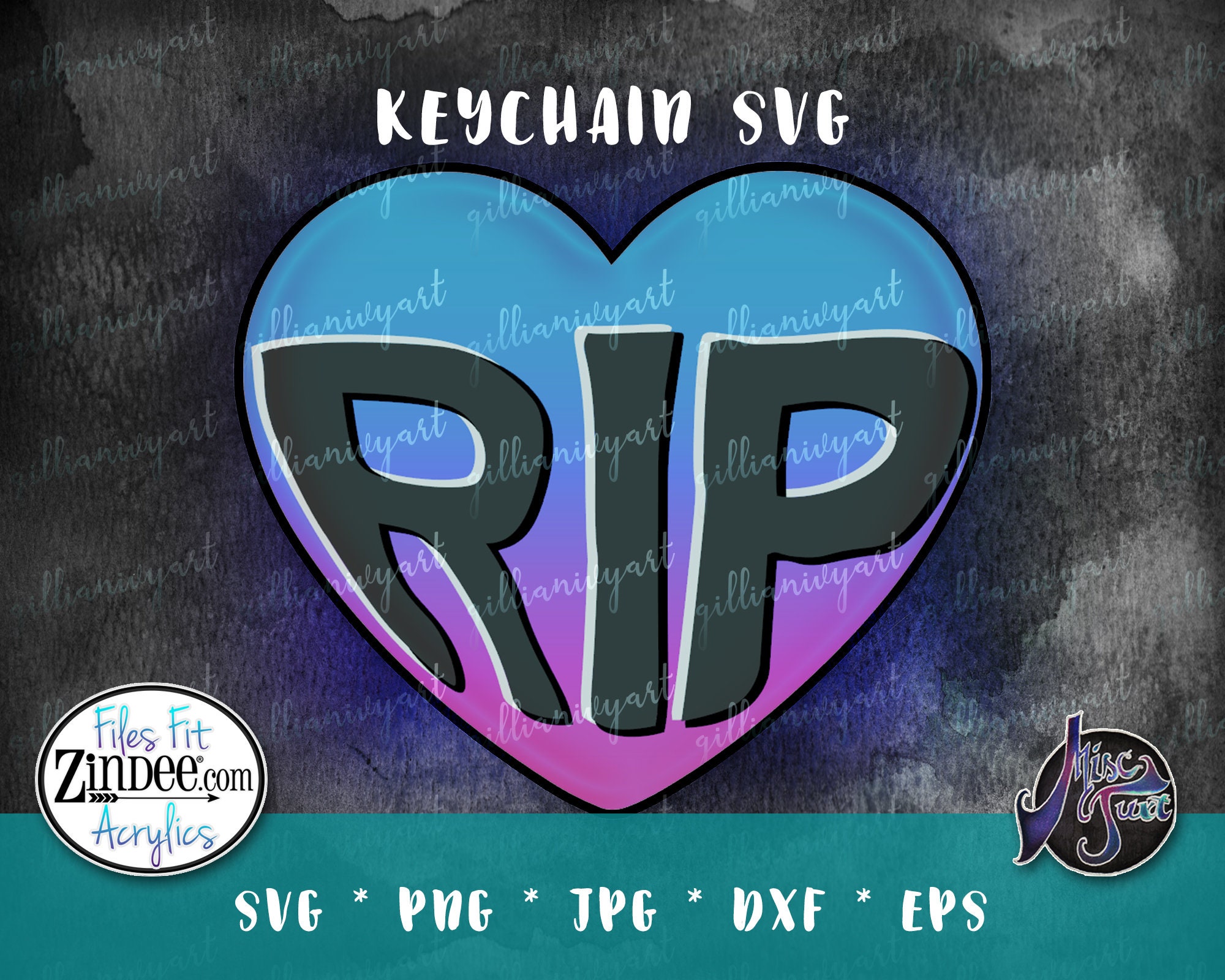 RIP Heart Keychain SVG | Etsy