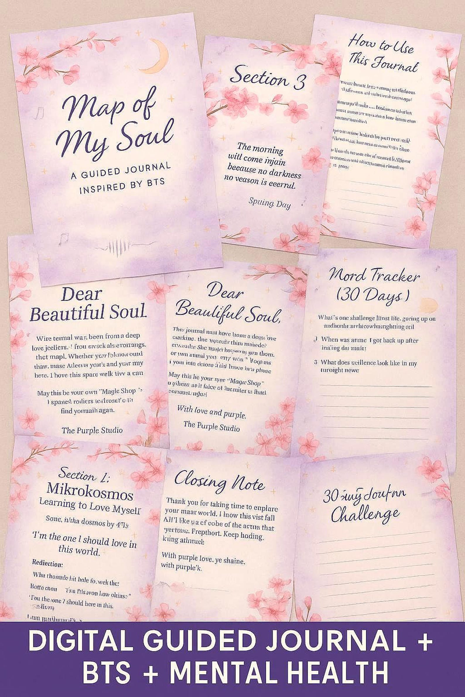 Map of My Soul-bts Inspired Guided Journal | Printable Mental Health ...