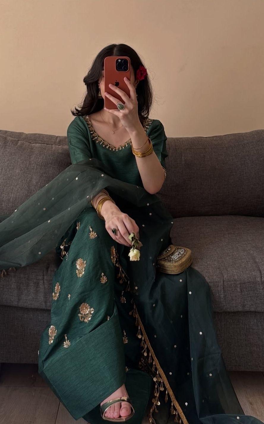 Embroidered Silk Shalwar Kameez | Pakistani Tassel Lace Outfit - Etsy