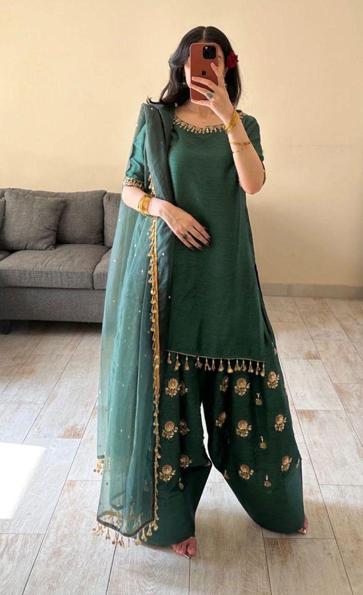 Embroidered Silk Shalwar Kameez | Pakistani Tassel Lace Outfit - Etsy