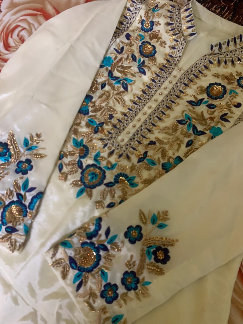 Embroidered Sheesha Silk Dress With Organza Dupatta | Pakistani Indian ...