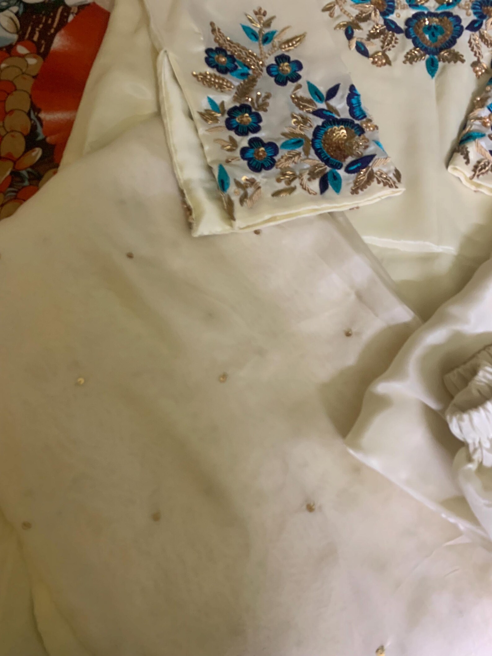 Embroidered Sheesha Silk Dress With Organza Dupatta | Pakistani Indian ...
