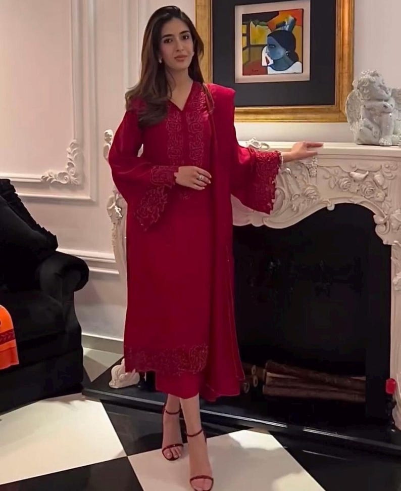 Silk Dress| Pakistani Shalwar Kameez| Hand Embroided Outfit - Etsy