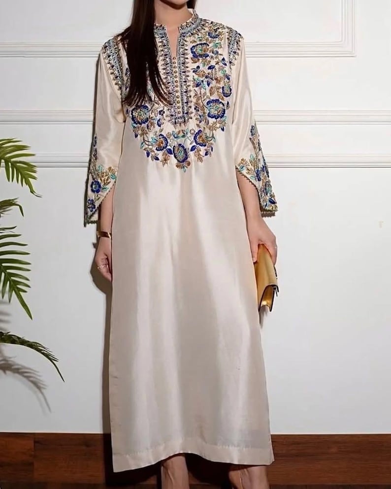 Embroidered Sheesha Silk Dress With Organza Dupatta | Pakistani Indian ...
