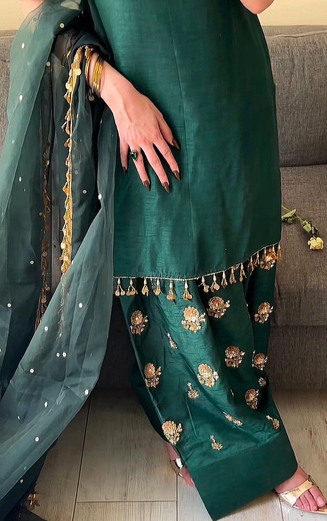 Embroidered Silk Shalwar Kameez | Pakistani Tassel Lace Outfit - Etsy