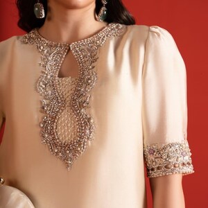 Embroidered Silk Shalwar Kameez | Appliqué Organza Dupatta, Festive ...
