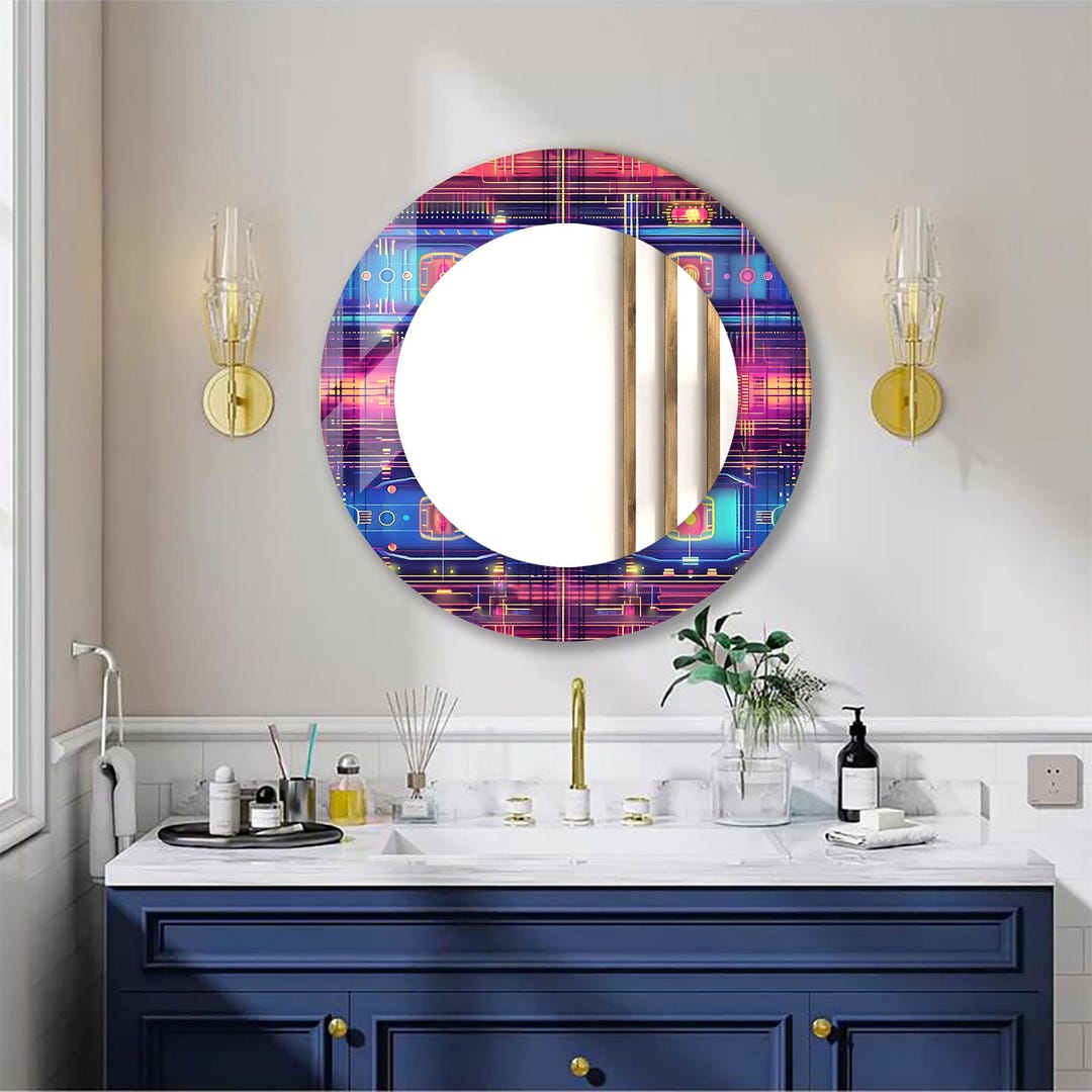 Extra Large Abstract Theme Tempered Glass Mirror: Elegant Wall Decor - Etsy