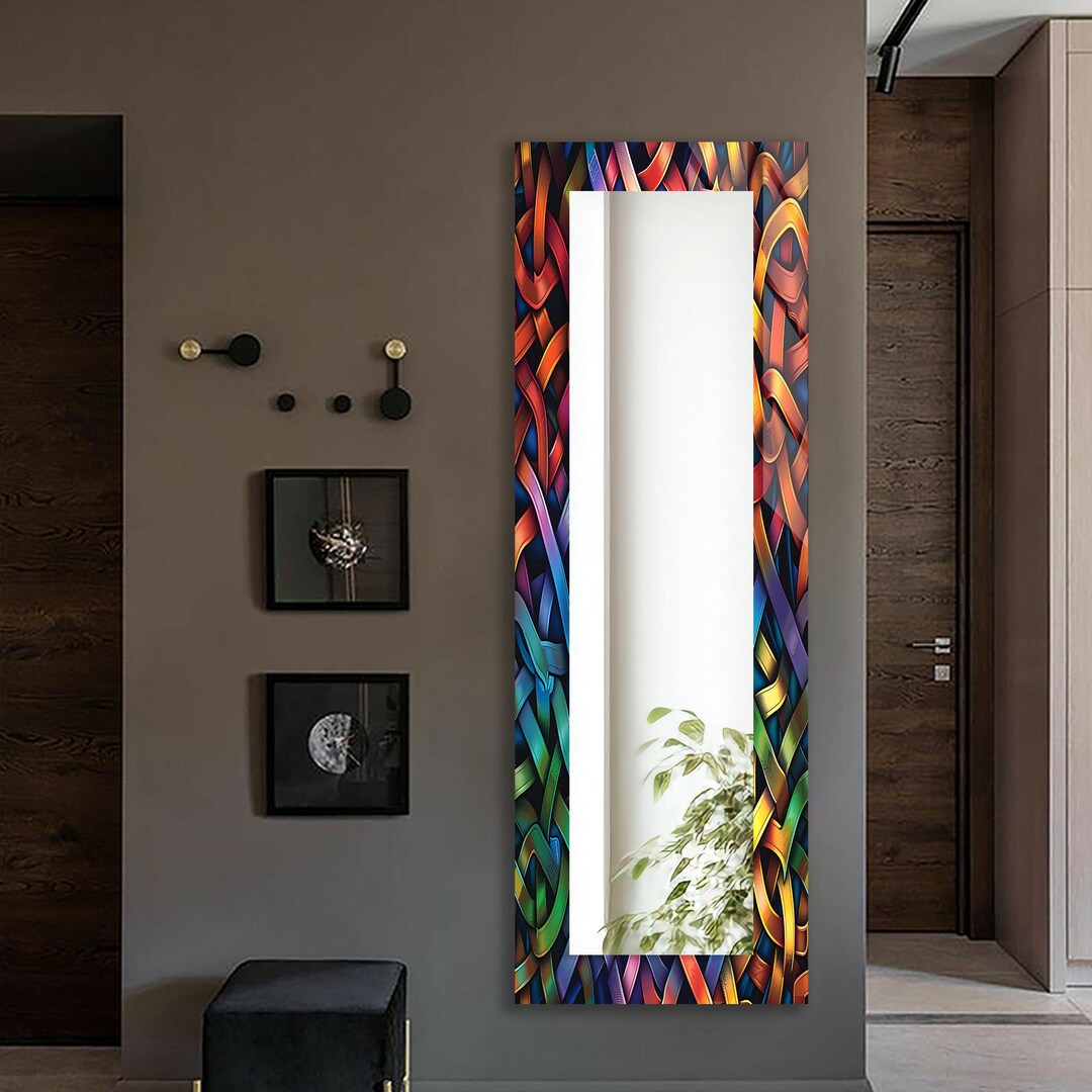 Extra Large Abstract Theme Tempered Glass Mirror: Elegant Wall Decor - Etsy