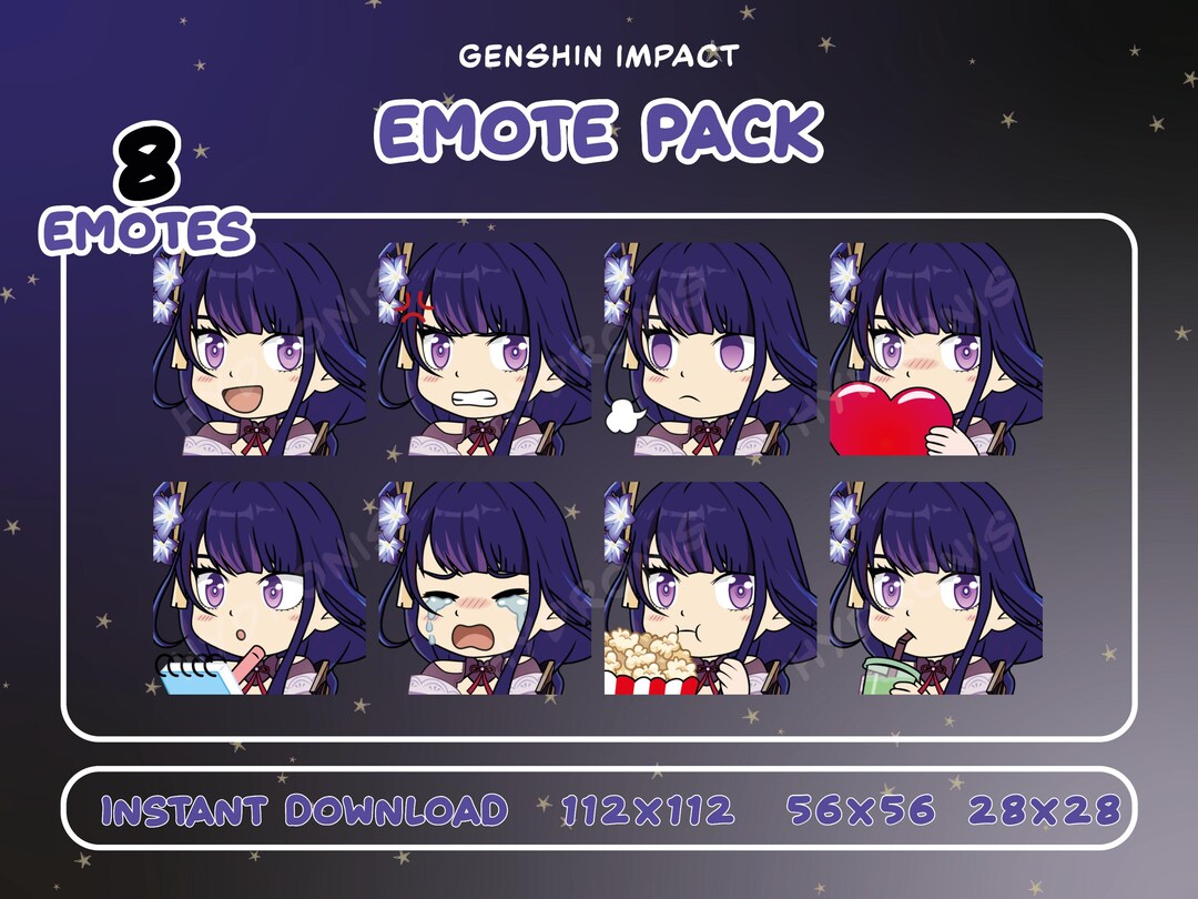 Shogun Raiden Emote Pack – Genshin Impact - Anime-emotes voor Twitch en ...
