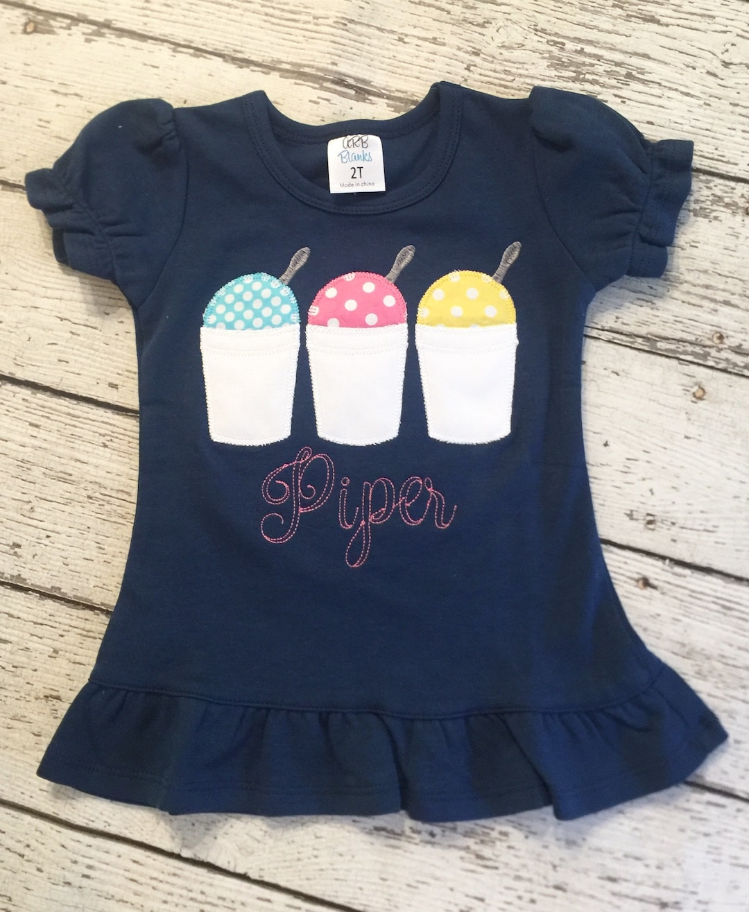 Girls Ruffle Snowball Applique, New Orleans Snowball, Snowcone Applique ...