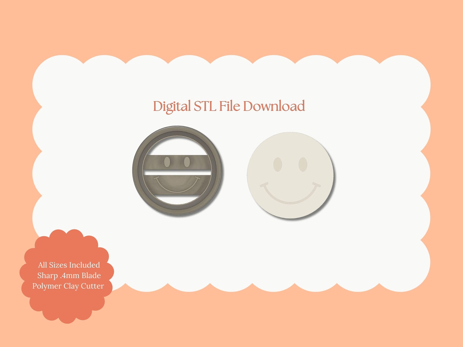 Smiley Face Clay Cutters | Smiley Face STL File - Digital Cute Cutter ...