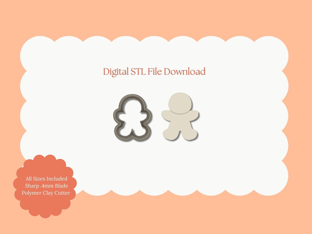 Gingerbread Man No. 2 Clay Cutters | Gingerbread Man STL File – Digital ...
