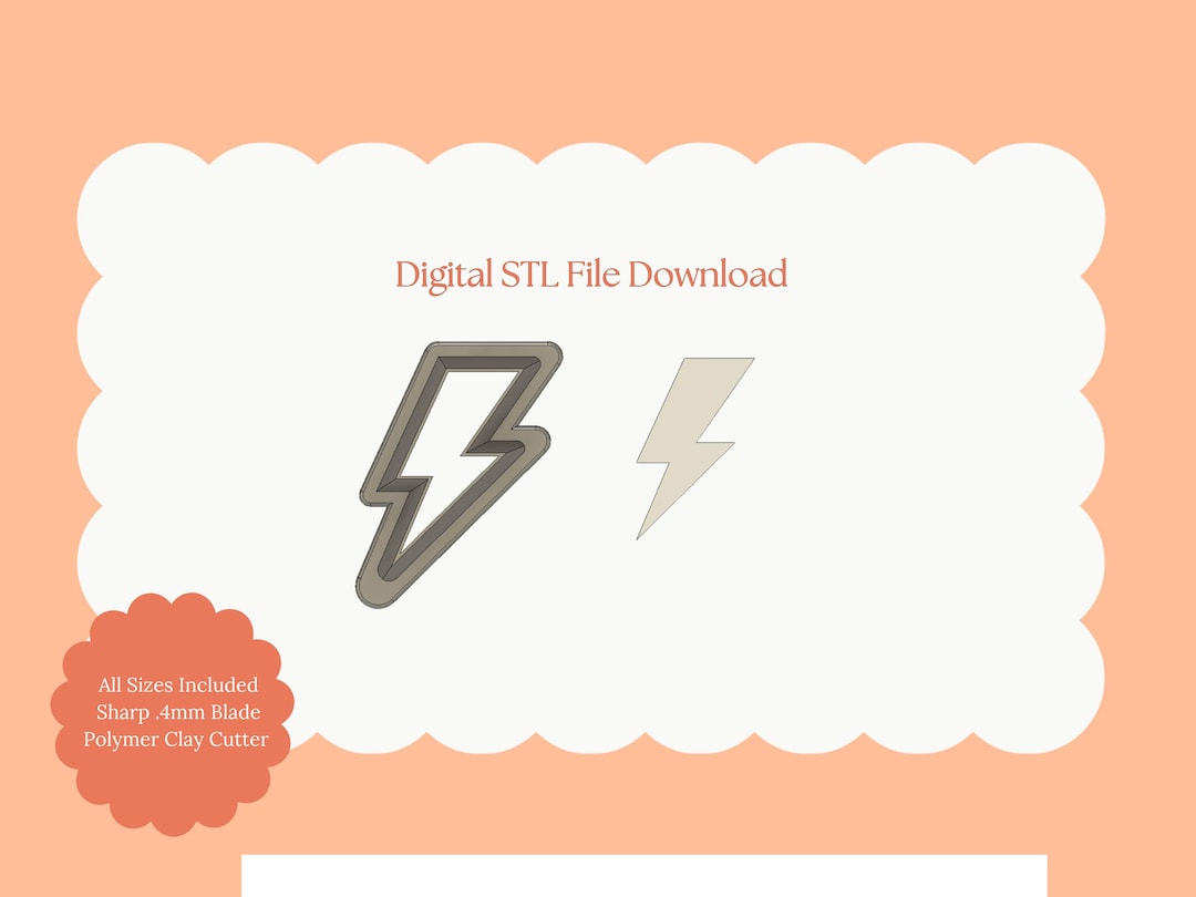 Lightning Bolt Clay Cutter | Lightning Bolt STL File for Polymer Clay ...