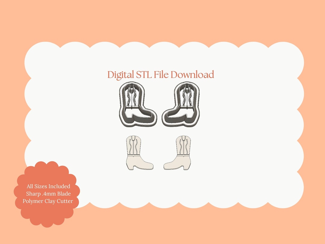 Cowboy Boots Clay Cutter | Cowboy Boots STL File for Polymer Clay ...