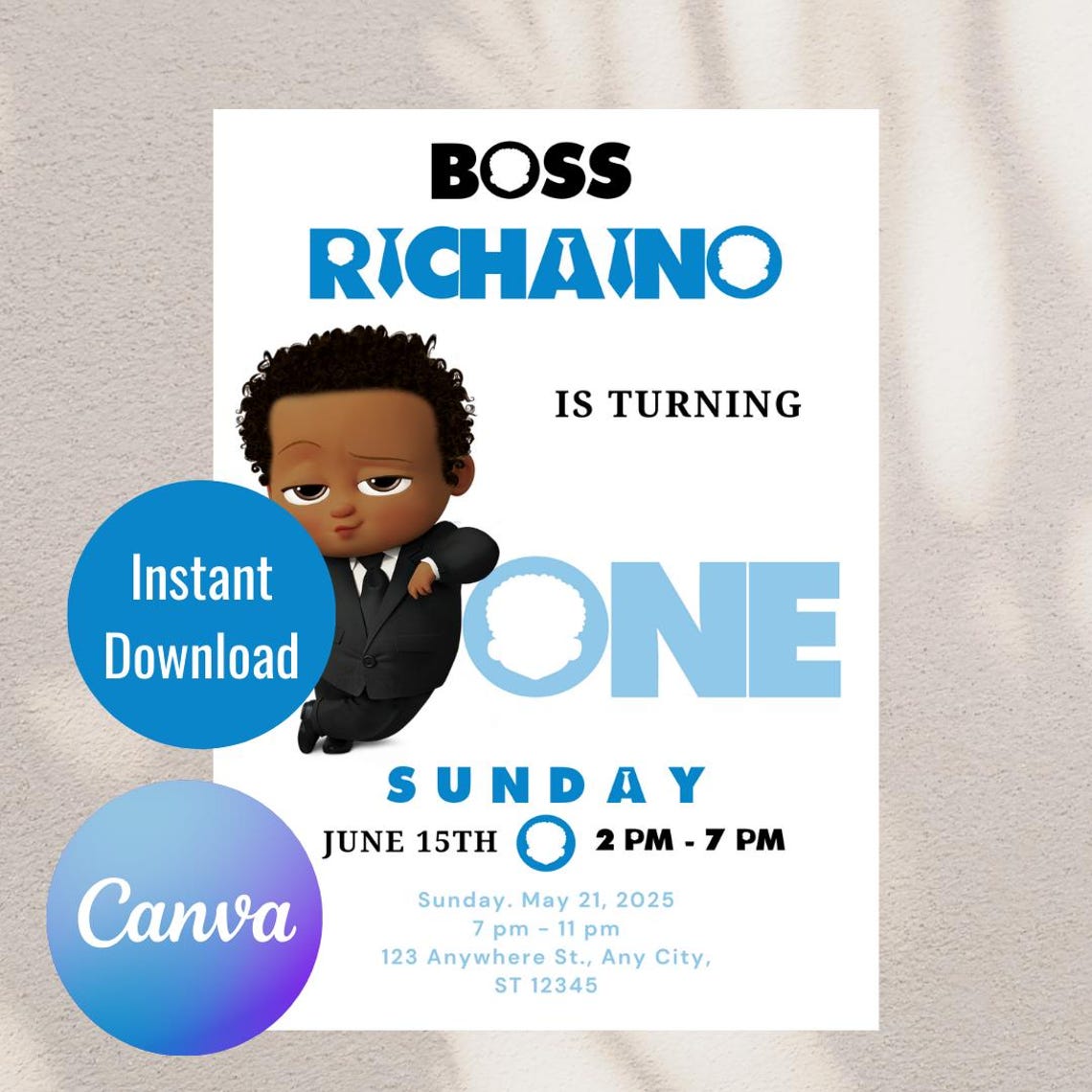 Editable Afro Boss Baby Invitation, Boss Baby Invitation, Boss Baby ...