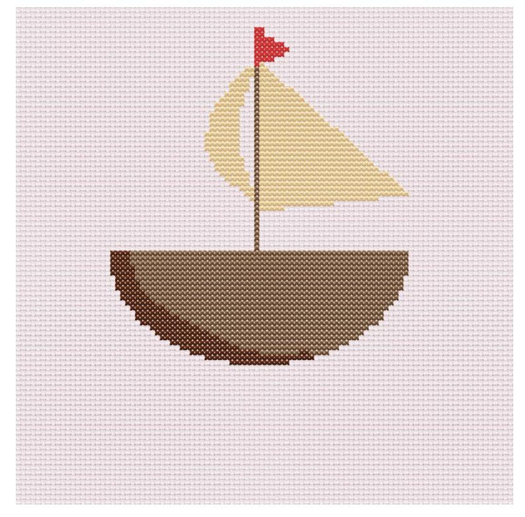 Beginner Sailboat Cross Stitch, Simple Sailboat Pattern - Etsy