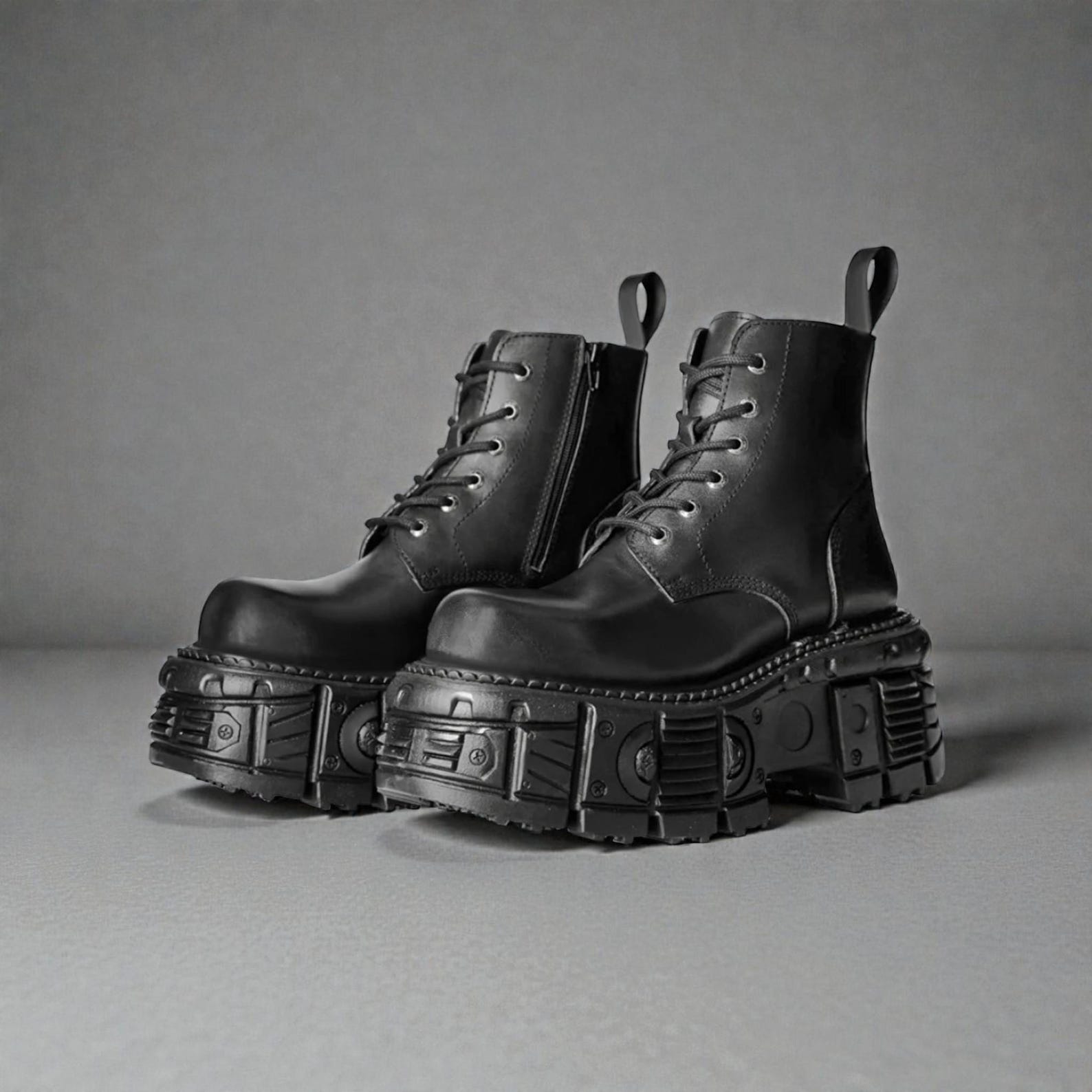 Retro Spanish Punk Platform Boots | Unisex Heavy Metal Ankle Booties ...
