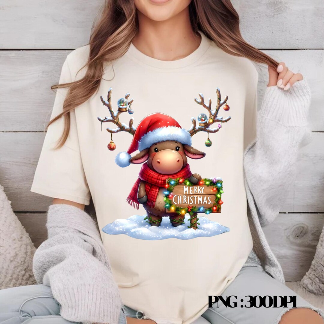 Cute Reindeer PNG, Merry Christmas Clipart, Holiday Animal Sublimation ...