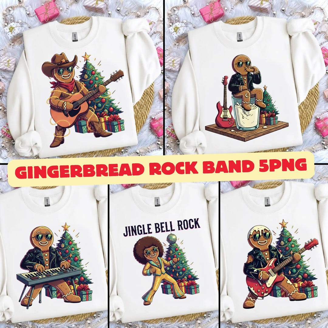 Gingerbread Rock Band PNG Bundle, Jingle Bell Rock Clipart, Christmas ...