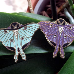 Dark Moon Moth Enamel Pin - Etsy