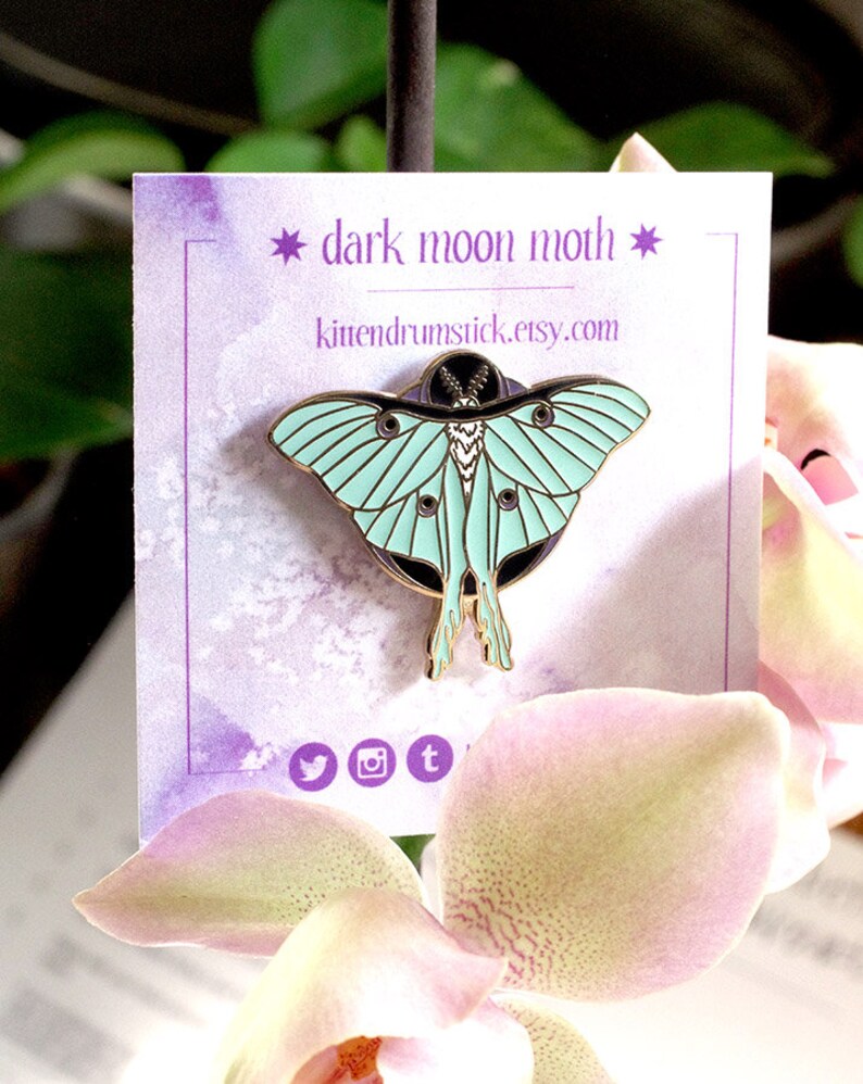 Dark Moon Moth Enamel Pin - Etsy