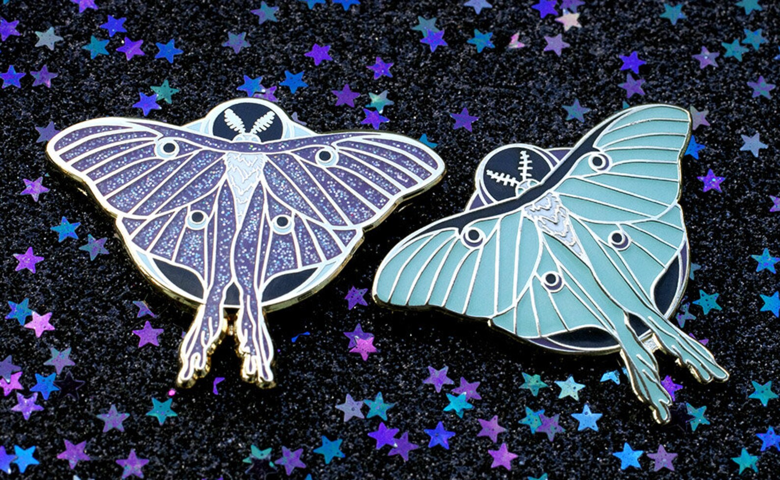 Dark Moon Moth Enamel Pin - Etsy