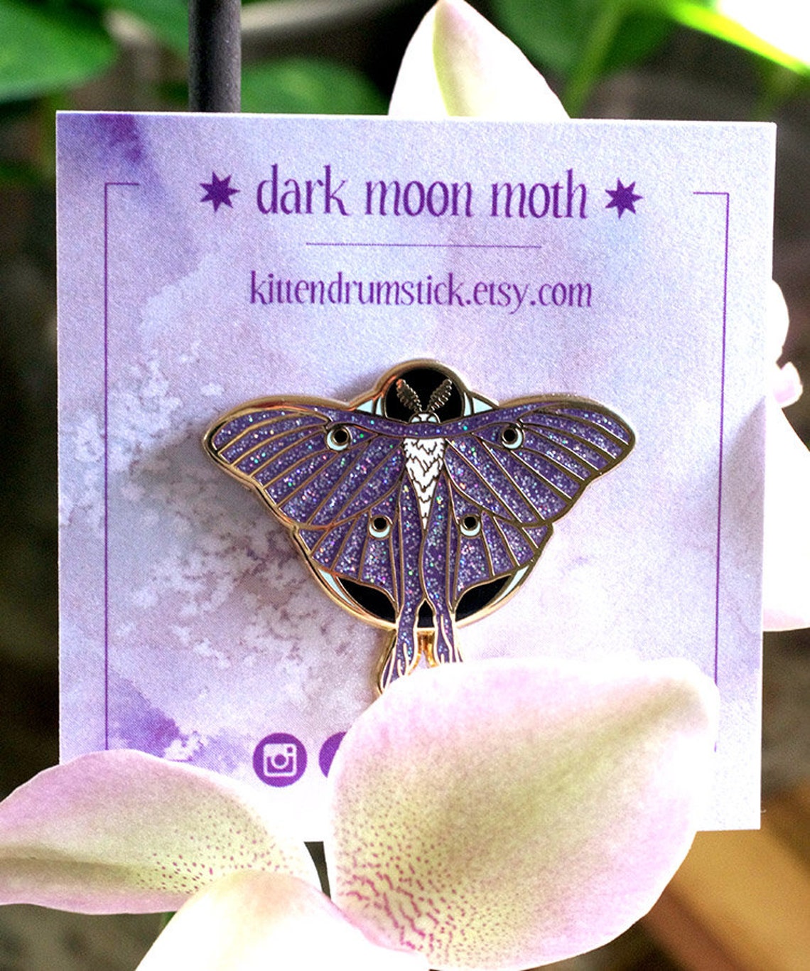 Dark Moon Moth Enamel Pin - Etsy