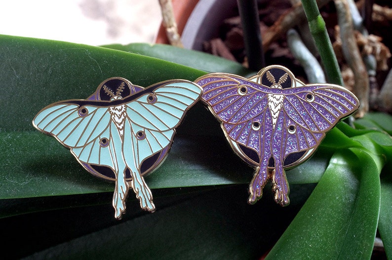 Dark Moon Moth Enamel Pin - Etsy