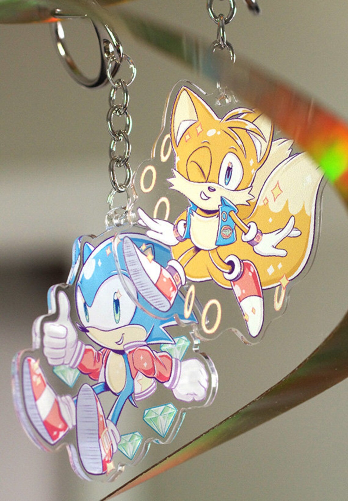 Sonic the Hedgehog Tails & Chao Keychain | Etsy