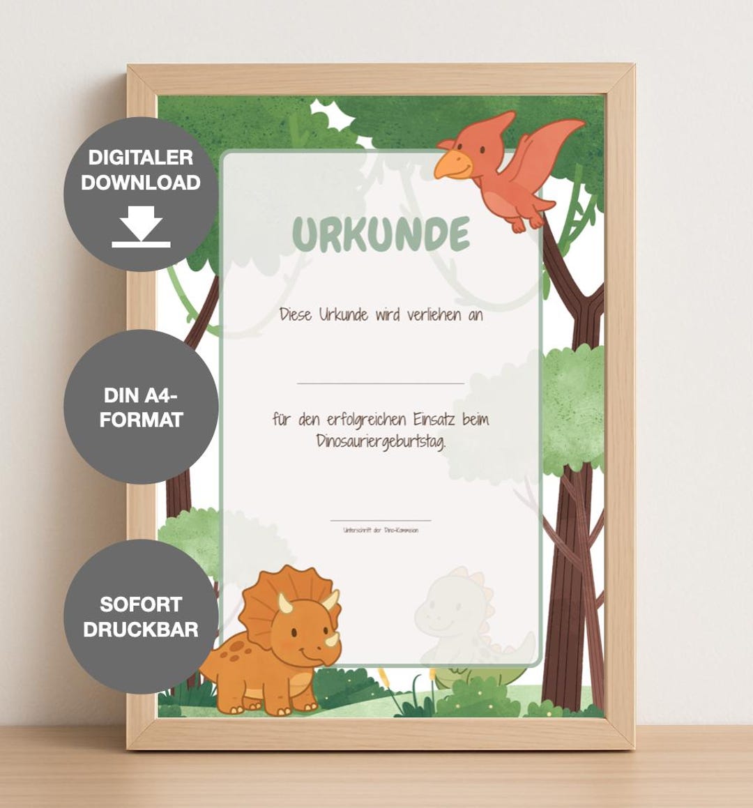 Dinosaur-themed Children's Birthday Certificate | Printable PDF ...