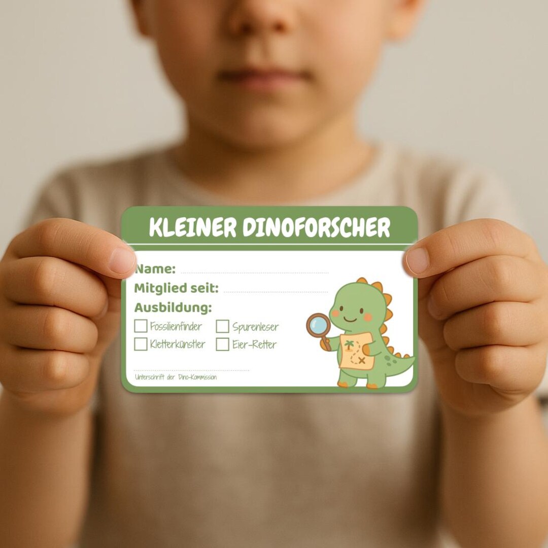 Dinosaur Explorer ID Card for a Child's Birthday Party – Printable PDF ...