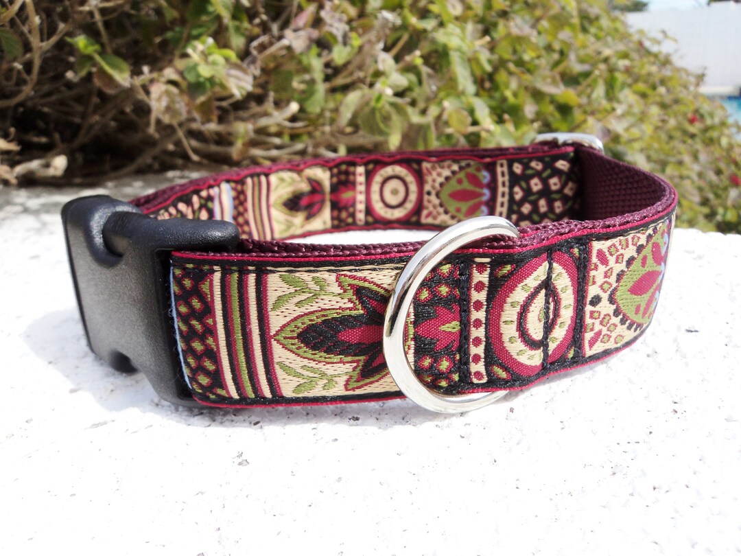 Dog Collar Quick Release Dog Collar Burgundy Beauty 1” Width Fully ...