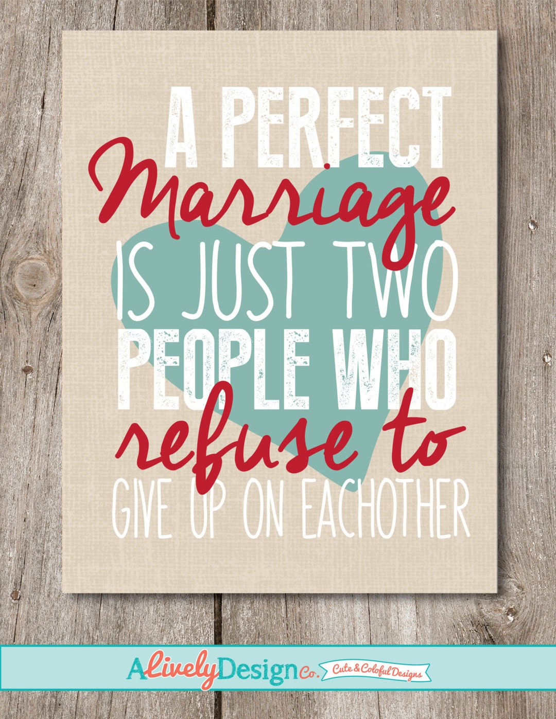 A Perfect Marriage Quote Print / Wedding Present / Husband and Wife ...