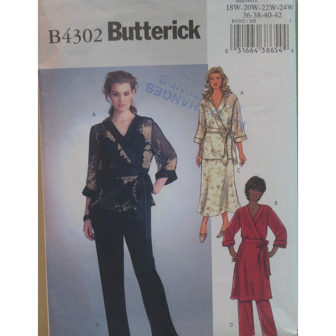 Side Tie Wrap Tunic Pattern, Wrap Dress, Top, V Neck Bands, A-line ...