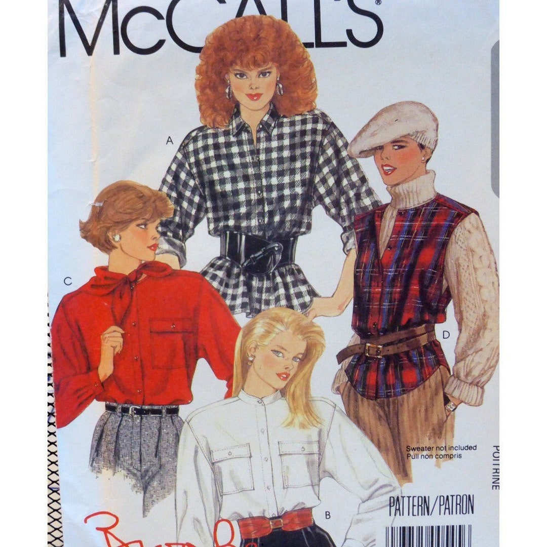 Brooke Big Shirt Pattern Vest Scarf Dropped Shoulders - Etsy