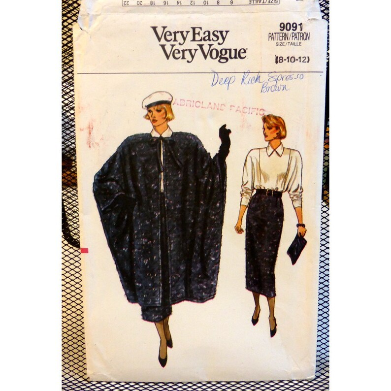 Cape Pattern, Straight Skirt, Push UP Sleeve Blouse, Tie Front Cape ...